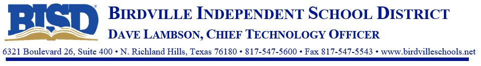 New to Birdville ISD/Back to School / FOCUS-Letter - August 11, 2023